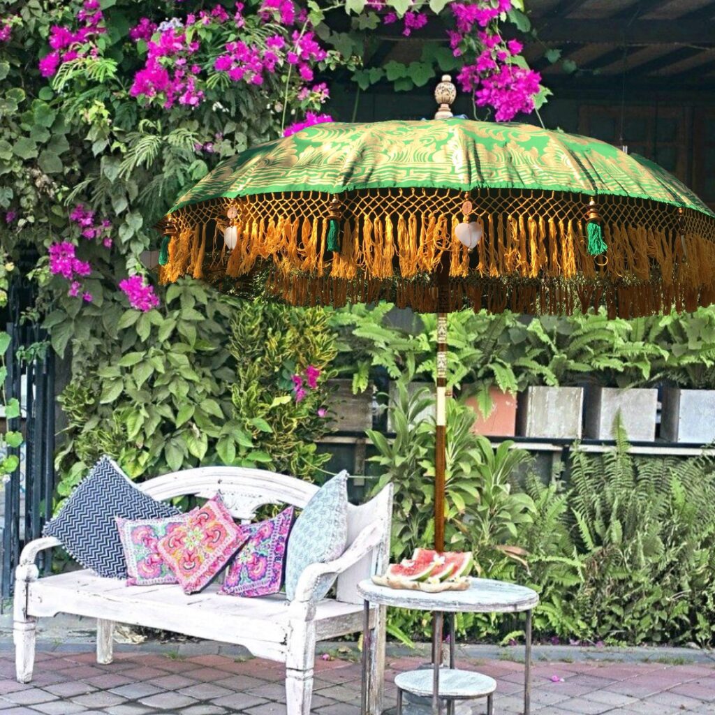Chic green and Yellow garden parasol