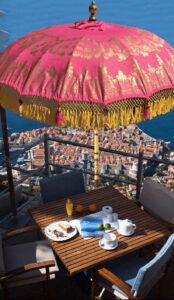 Pink garden sun parasol