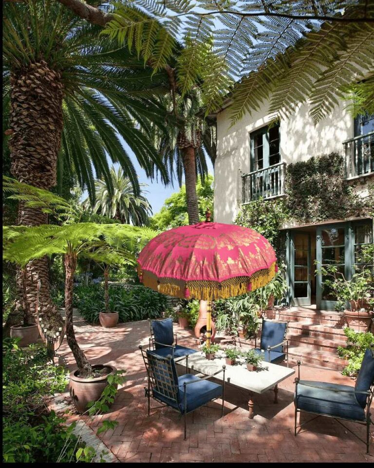 Pink garden sun parasol