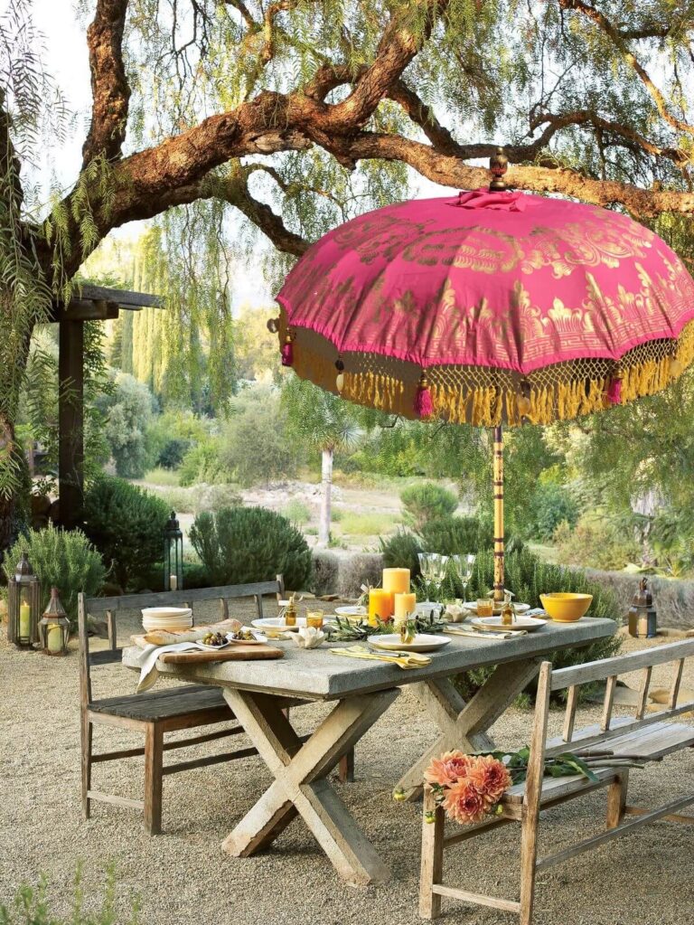 Pink garden sun parasol