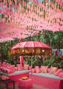 Pink garden sun parasol