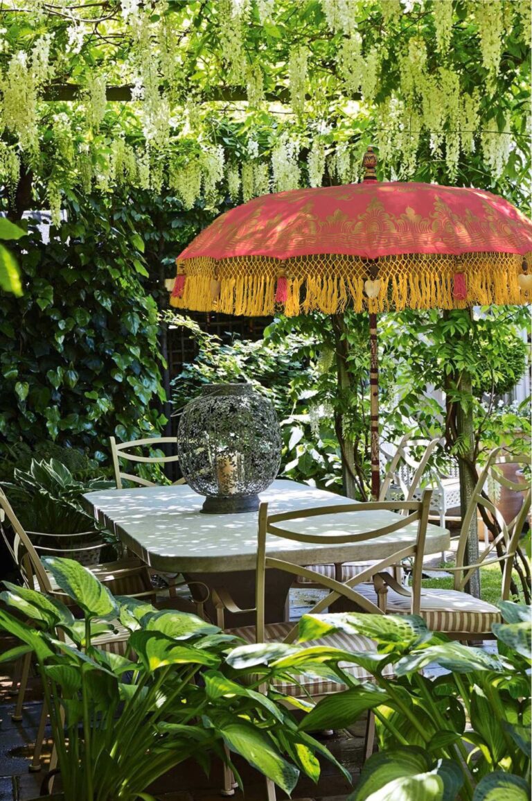 Pink garden sun parasol